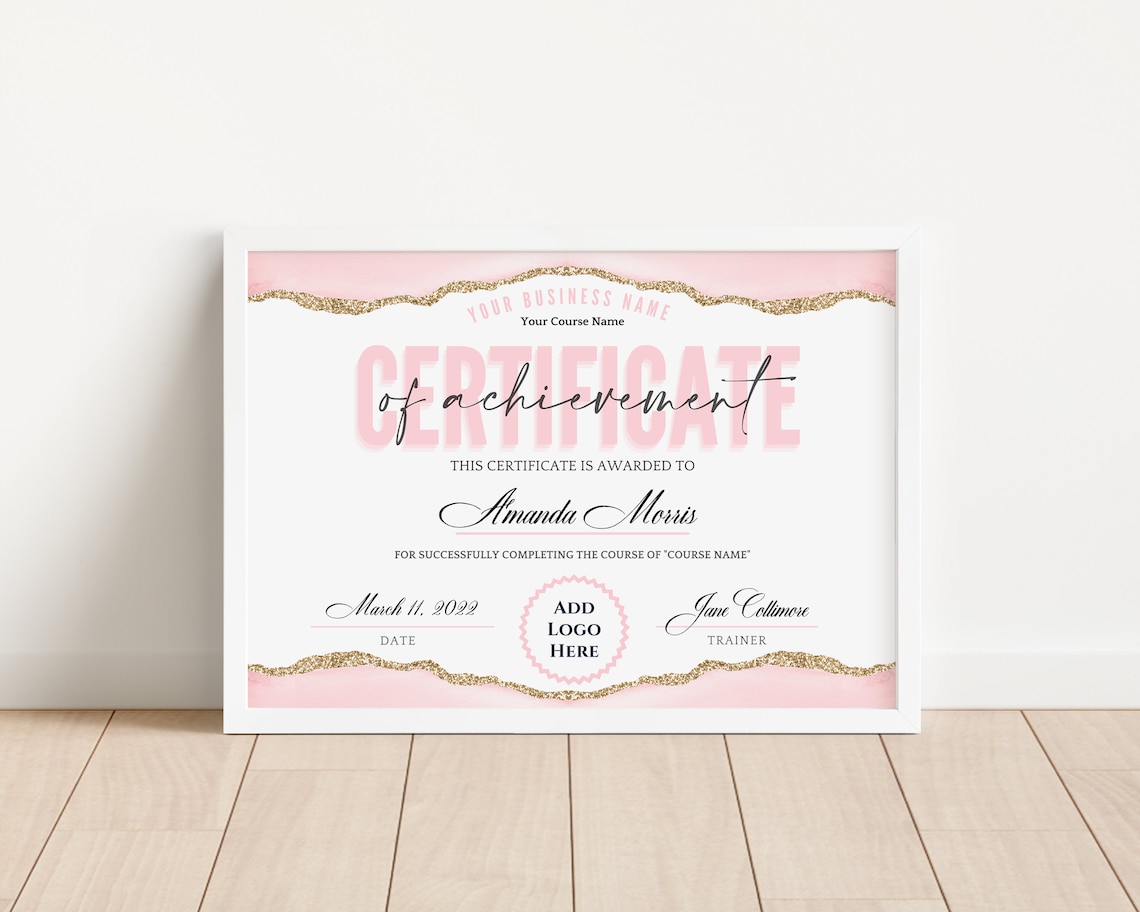 Editable Certificate of Achievement Template, Printable Certificate of ...