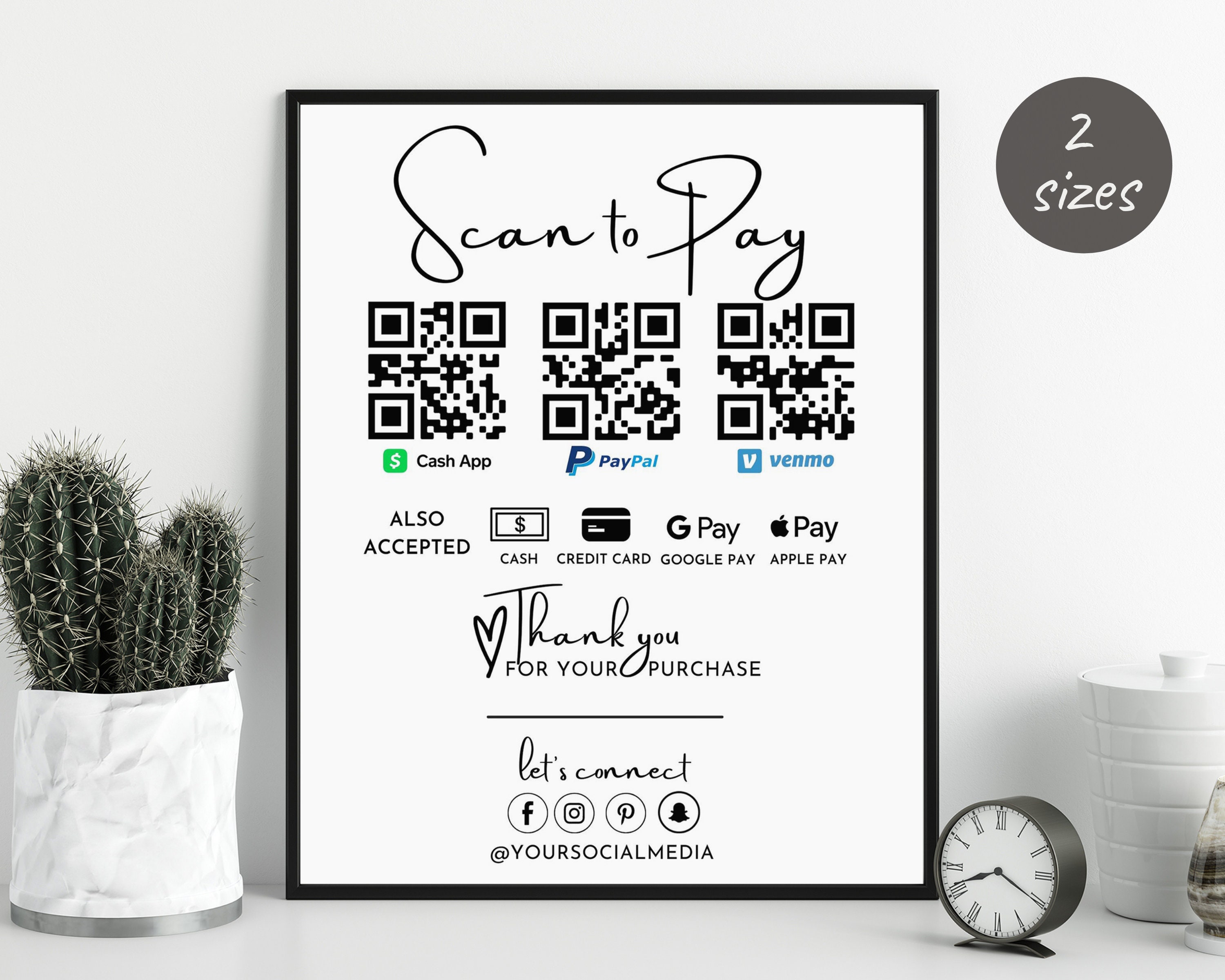 QR Code Sign Template Printable Scan to Pay Sign Editable - Etsy