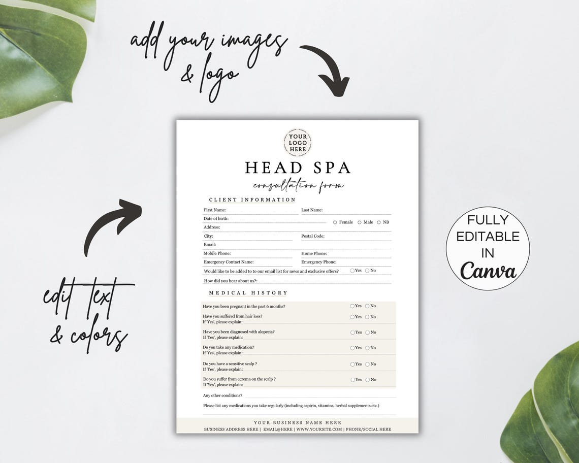 Head Spa Forms Bundle, Editable Japanese Head Spa Consent Forms, Beauty ...