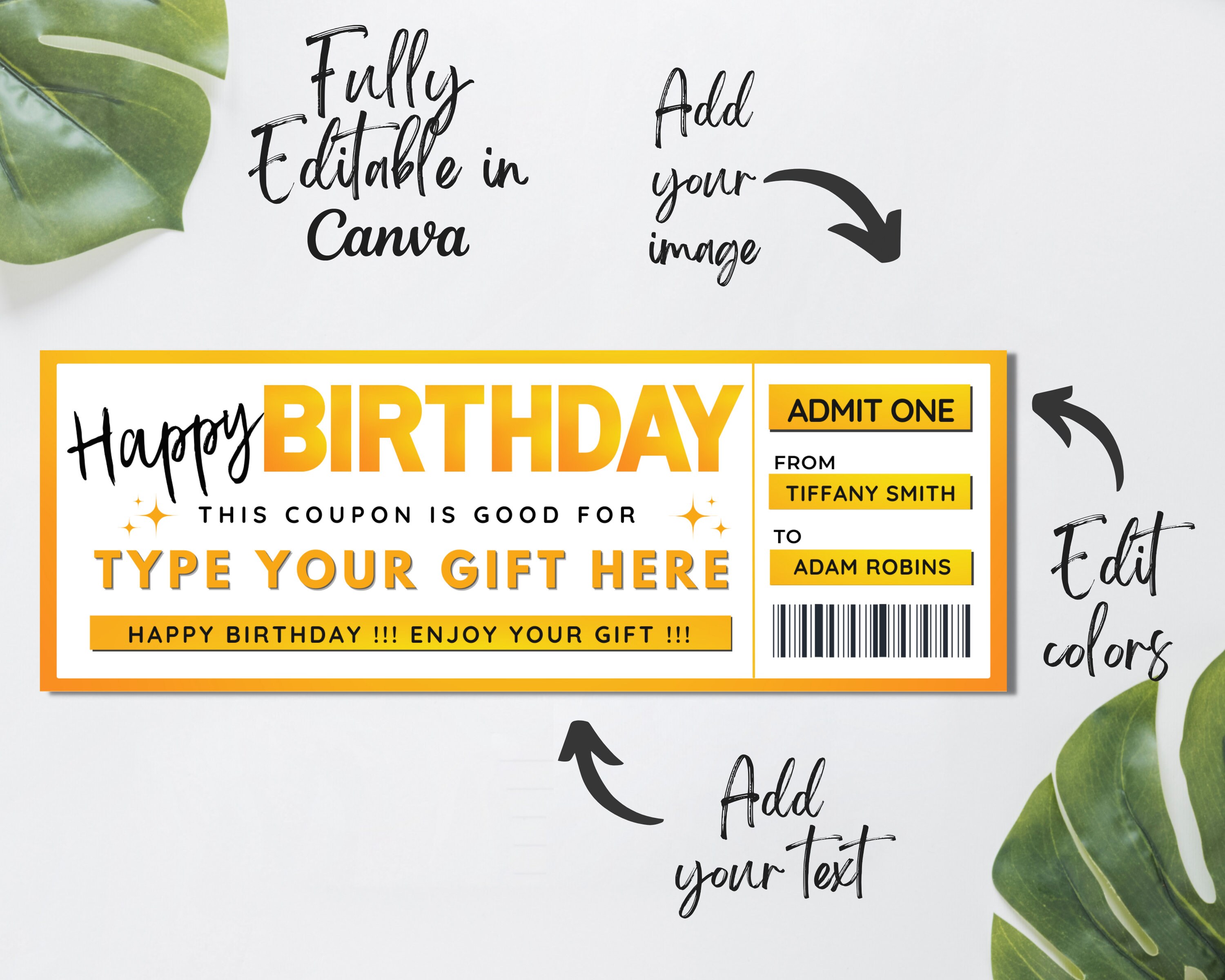 Editable Birthday Gift Certificate Template Printable - Etsy