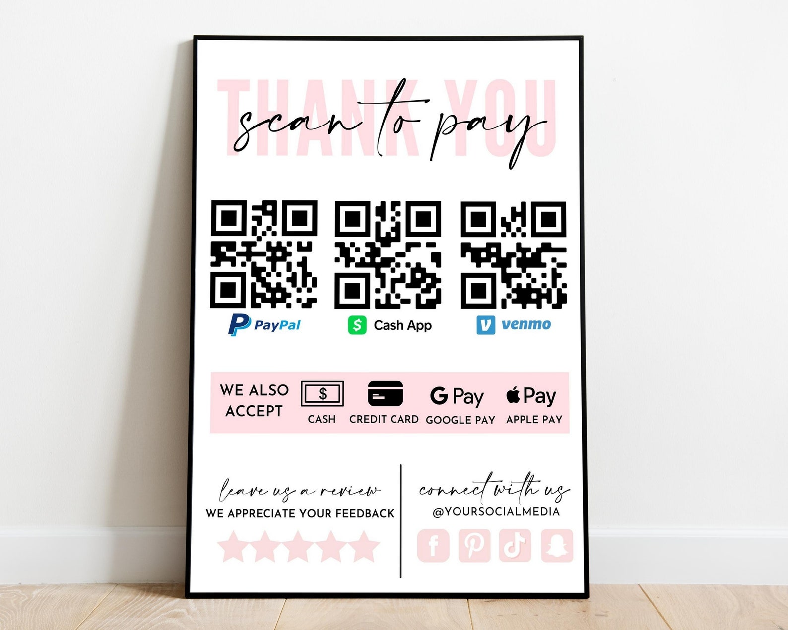 Editable QR Code Sign Canva Template Printable Scan to Pay - Etsy UK