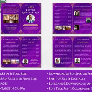 Pastor Anniversary Program Template, Editable 8 Pages Pastor ...