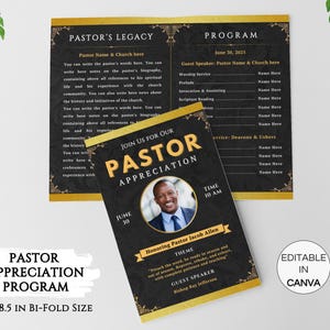 Pastor Appreciation Program Template, Editable Pastor Installation ...
