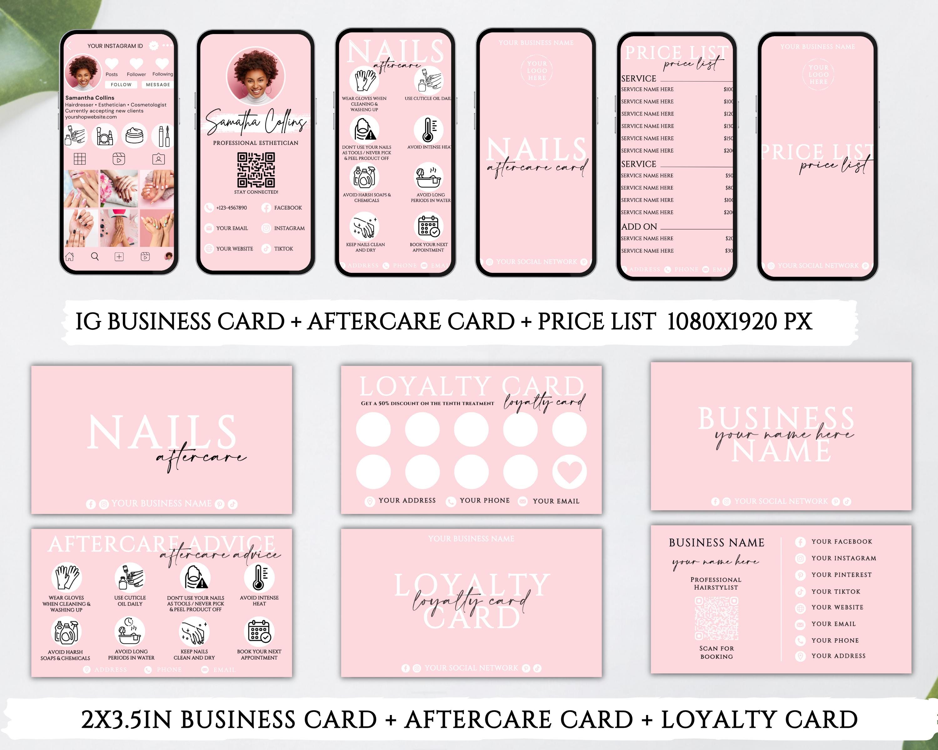 Nail Consent Form, Editable Nails Business Bundle, Nails Aftercare Card ...