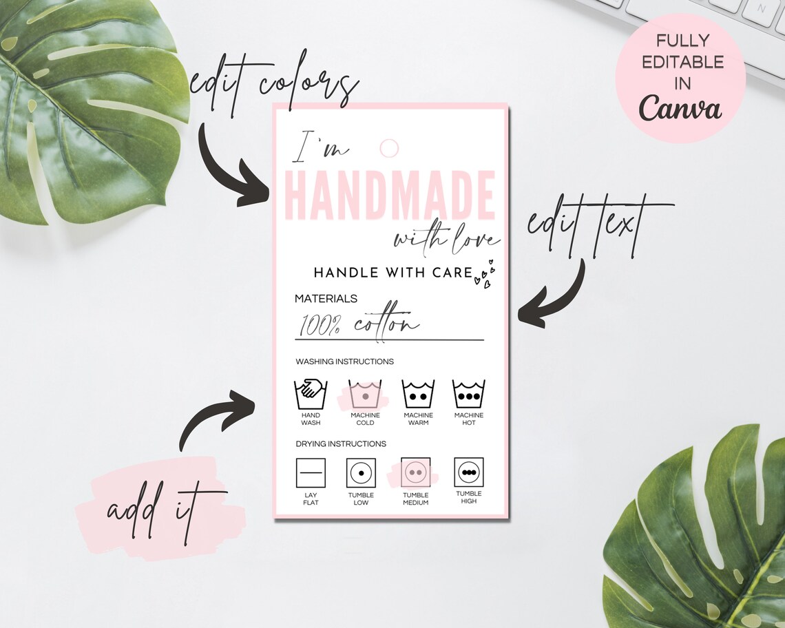 Im Handmade Editable Clothing Tag Hang Tag Canva Template - Etsy
