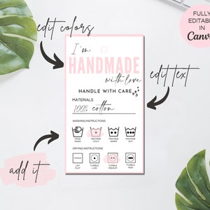 Im Handmade Editable Clothing Tag, Hang Tag Canva Template, Shirt ...