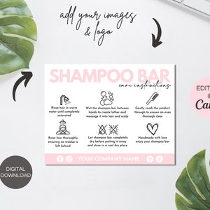 Shampoo Bar Care Card Canva Template, Editable Solid Shampoo Care ...