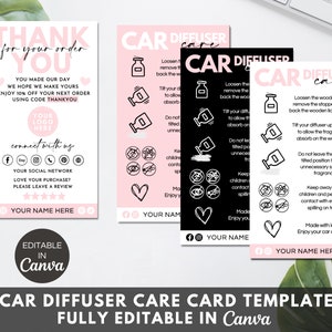 Car Diffuser Care Card, Printable Car Diffuser Care Guide, Editable Car ...