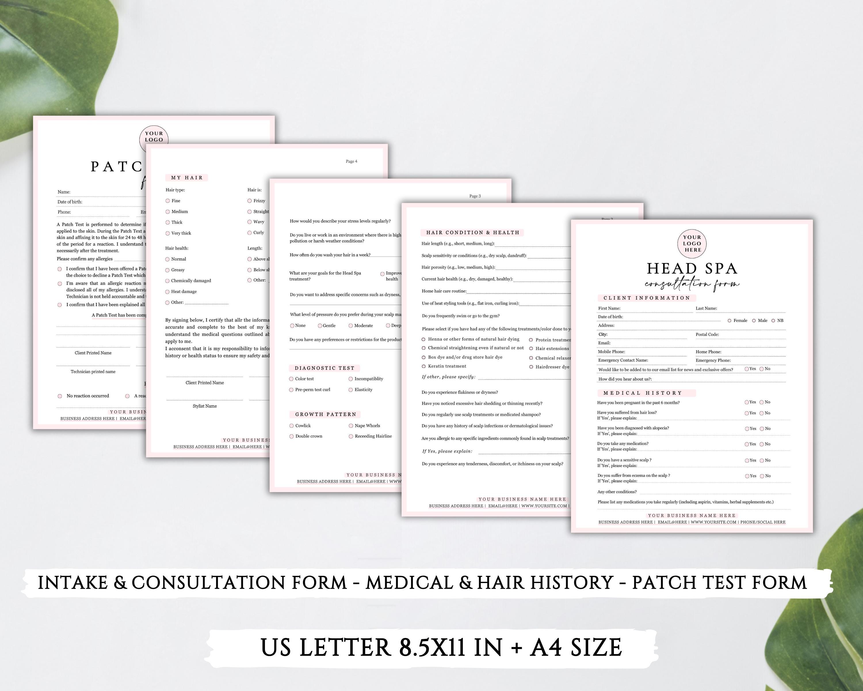 Head Spa Forms Bundle, Editable Japanese Head Spa Consent Forms, Beauty ...