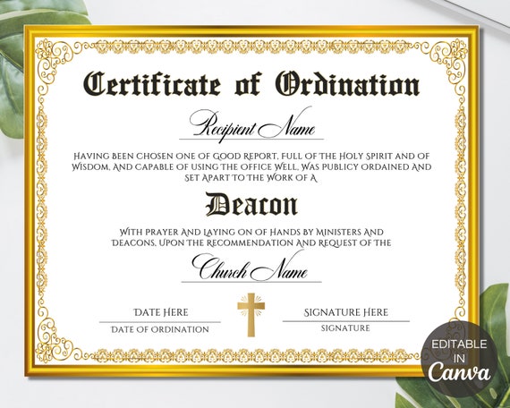 Deacon Ordination Certificate Template Deacon Ordination Certificate Template