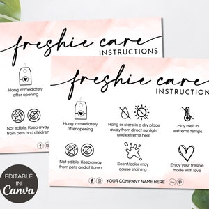 Editable Freshie Care Card Template, Printable Freshie Care ...