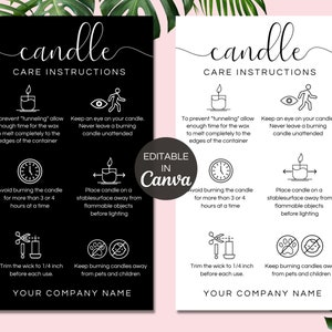 Candle Care Card Template, Editable Candle Care Instructions Card ...