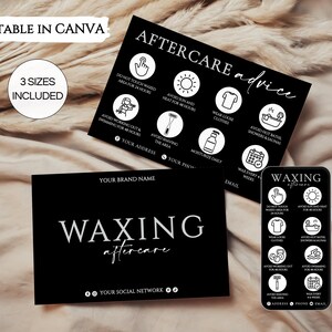 Waxing Aftercare Card Canva Template, Editable Wax After Care Cards ...