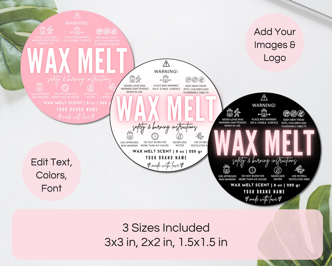 Wax Melts Warning Label Template Printable Wax Melt Safety - Etsy