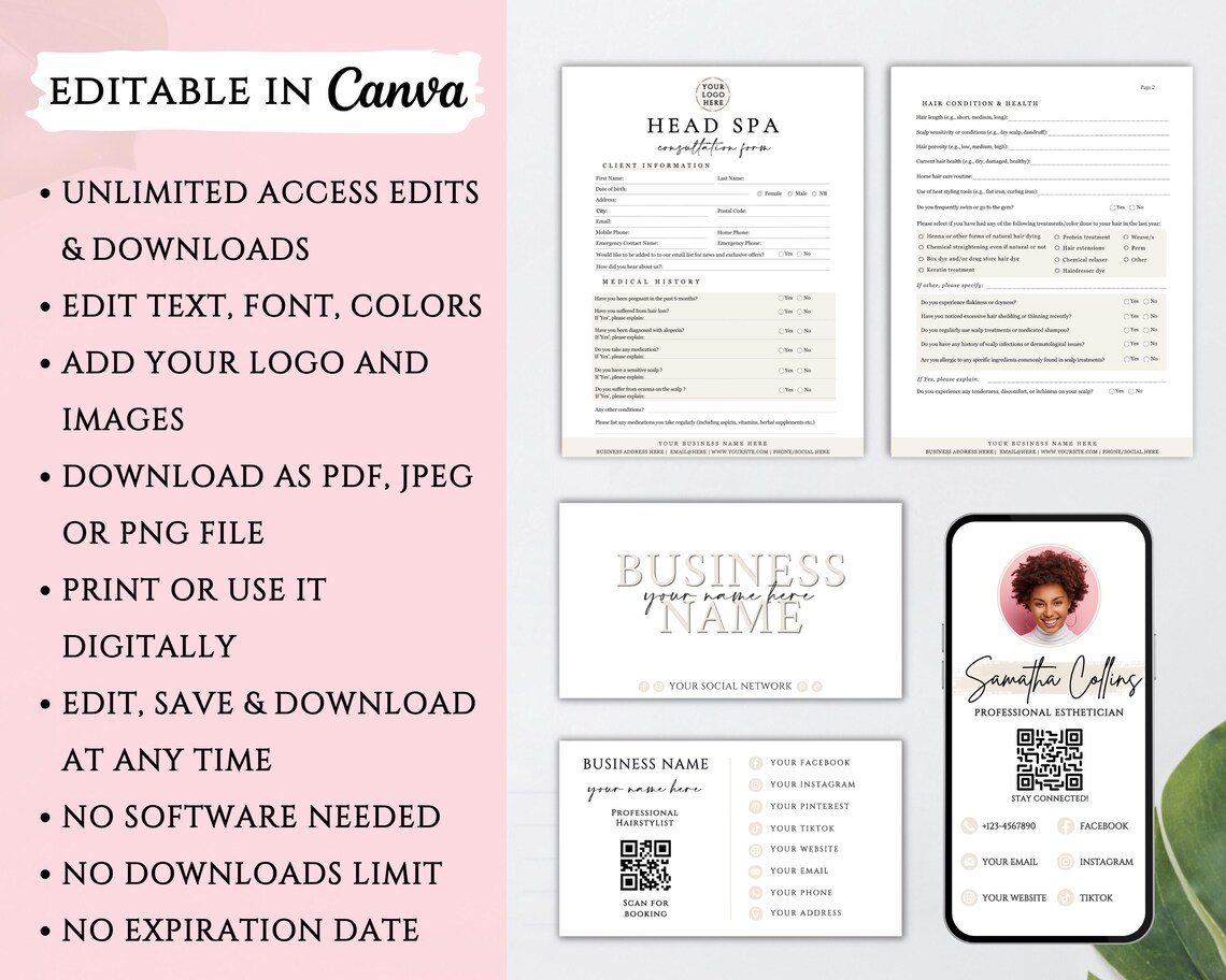 Head Spa Forms Bundle, Editable Japanese Head Spa Consent Forms, Beauty ...