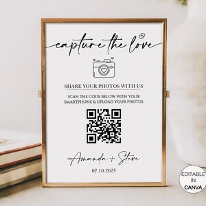 Capture the Love Minimalist Wedding Sign Template, Editable Modern ...
