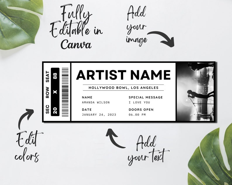 Concert Ticket Template Editable Event Ticket Canva Template - Etsy