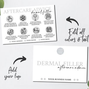 Dermal Filler Aftercare Card, Printable Filler Instructions Guide ...