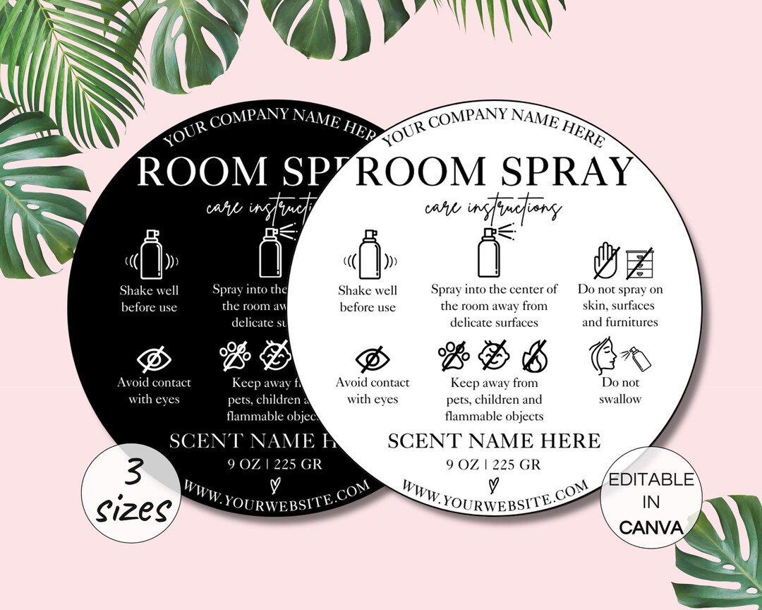 Room Spray Warning Label Template, Editable Spray Caution Label ...