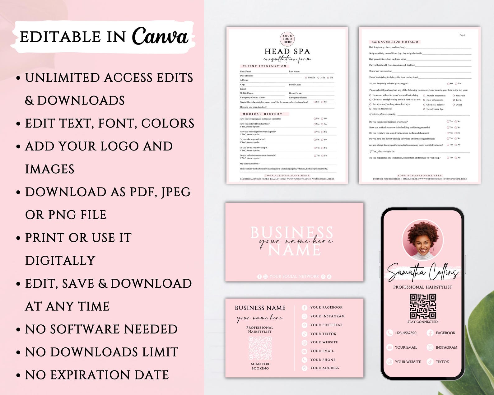 Head Spa Forms Bundle, Editable Japanese Head Spa Consent Forms, Beauty ...