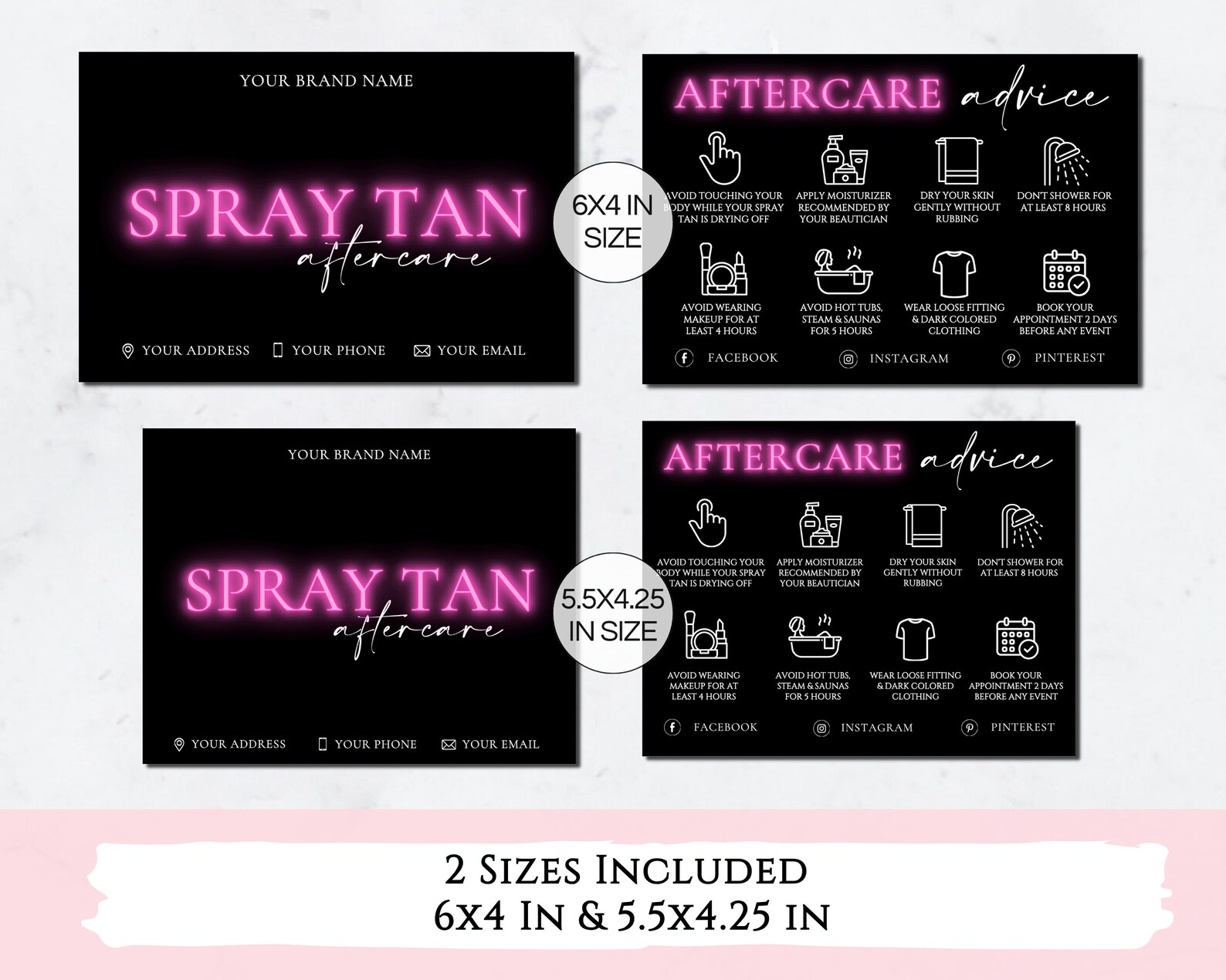 Spray Tanning Aftercare Card, Printable Spray Tan After Instructions ...