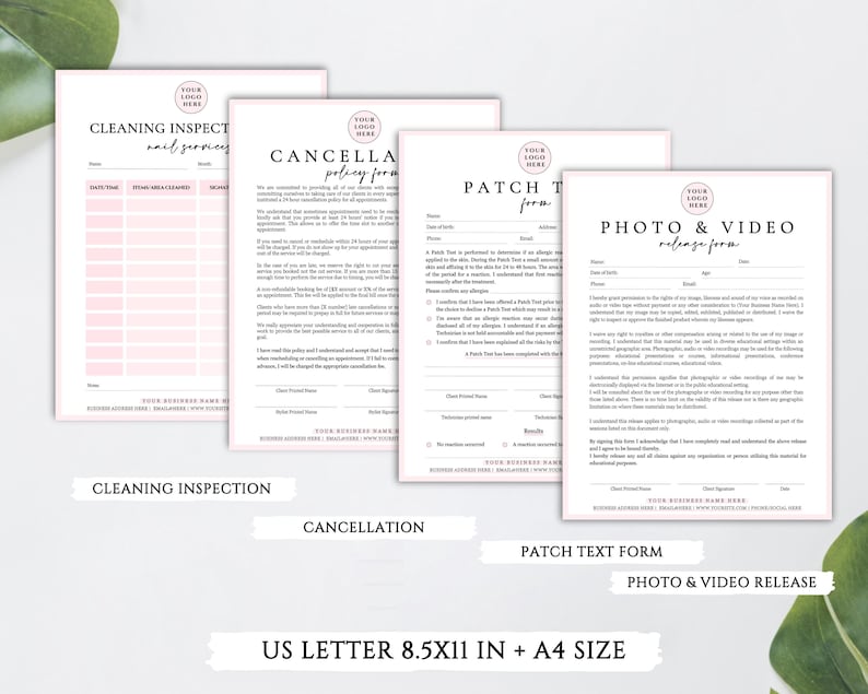 Nail Consent Form, Editable Nails Business Bundle, Nails Aftercare Card ...
