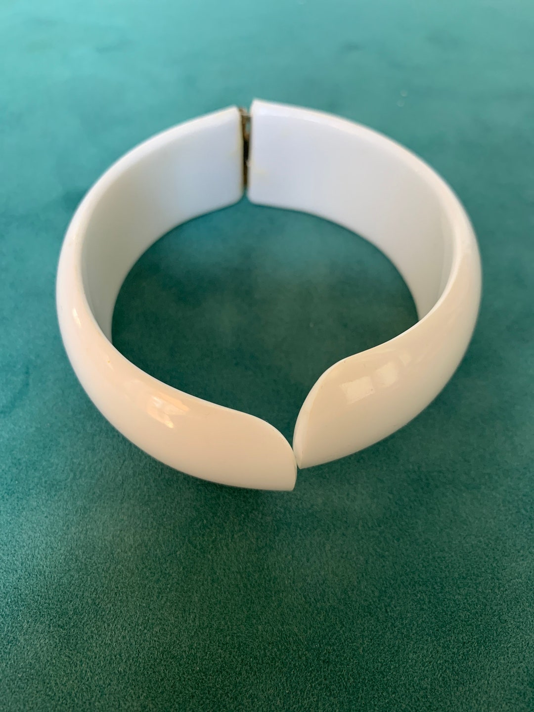 Vintage West Germany White Hinged Clamp Bracelet - Etsy