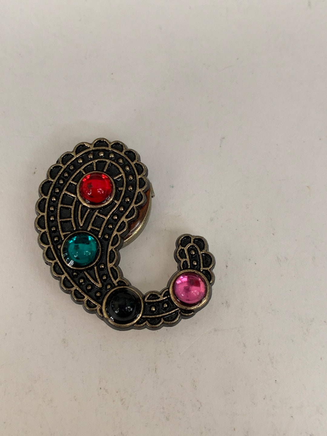 Vintage Antiqued Gold Button Cover With Multi-colored Gemstones - Etsy