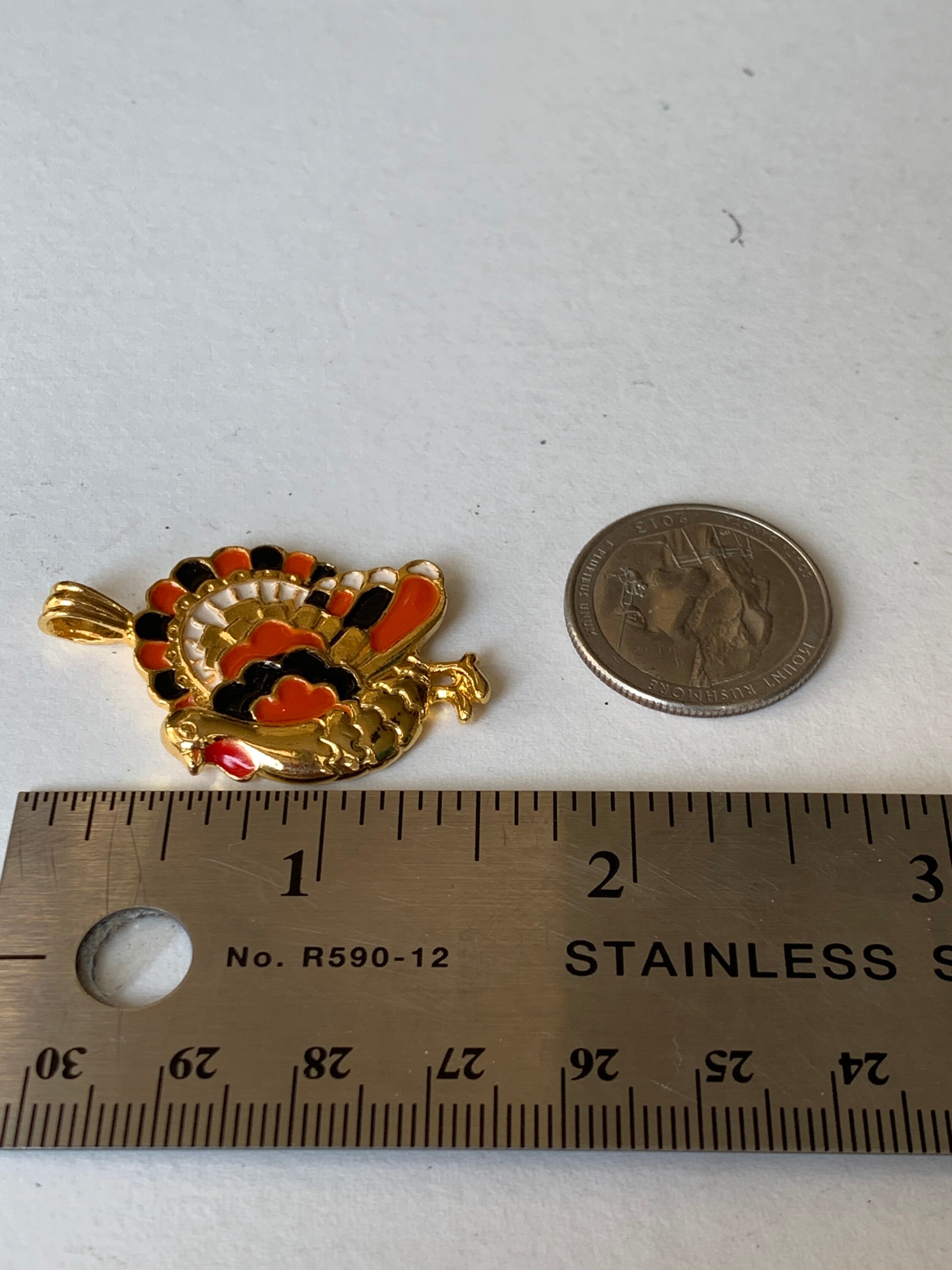 Vintage 1995 B.G. Enameled Goldtone Turkey Pendant - Etsy
