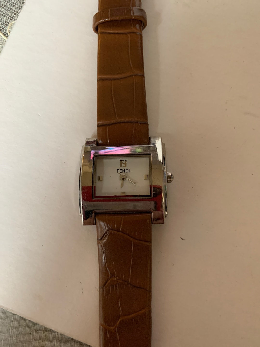 Vintage Silver Fendi Brown Leather Wrist Watch - Etsy