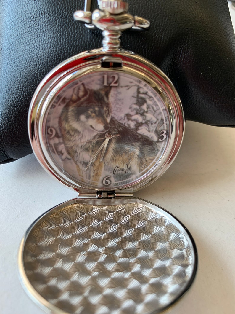 Vintage Avon Silvertone Wolf Pocket Watch by Al Agnew - Etsy