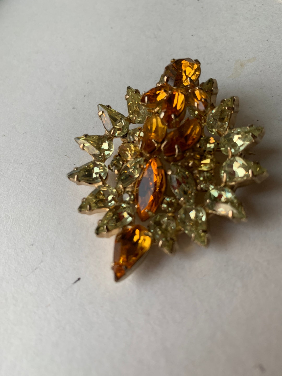 Vintage La Rel Pronged Orange and Yellow Rhinestones Brooch - Etsy