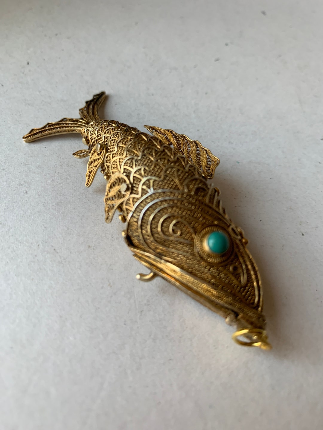 Vintage Chinese Articulated Gold Wash Silver Filigree Fish - Etsy
