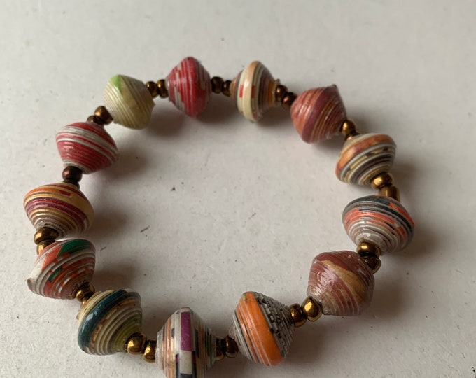 Haiti Colorful Paper Mache Bead Bracelet - Etsy