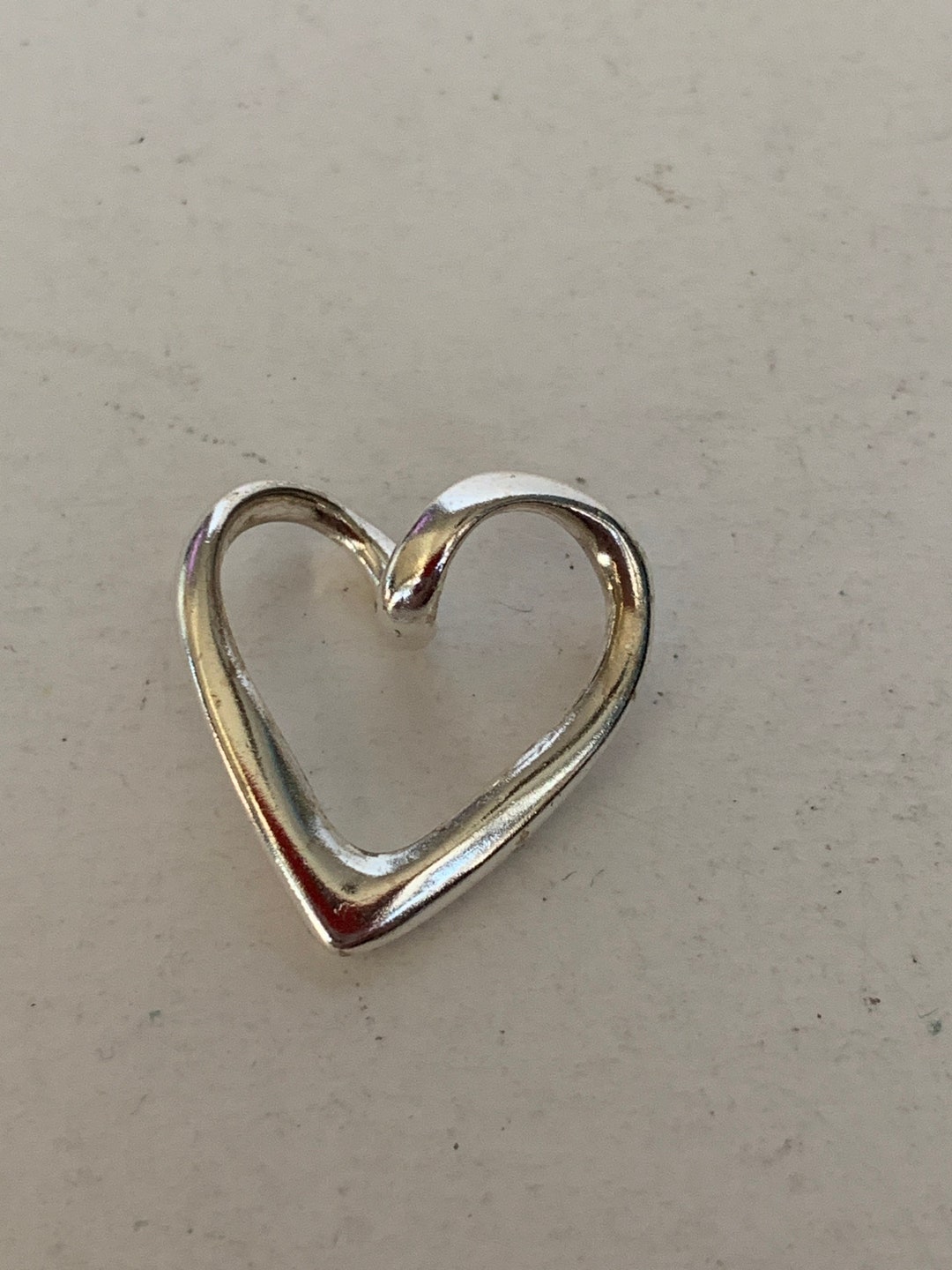 Vintage 925 Silver Heart Pendant Slide - Etsy