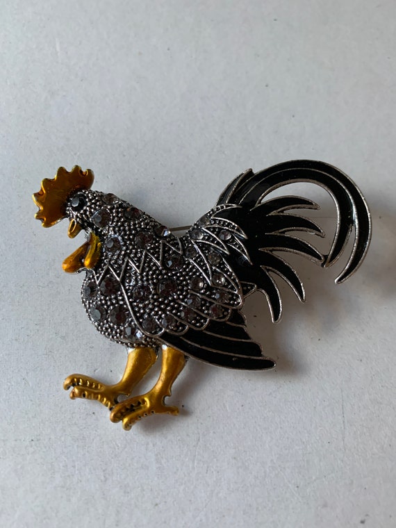 vintage rooster brooch - Gem