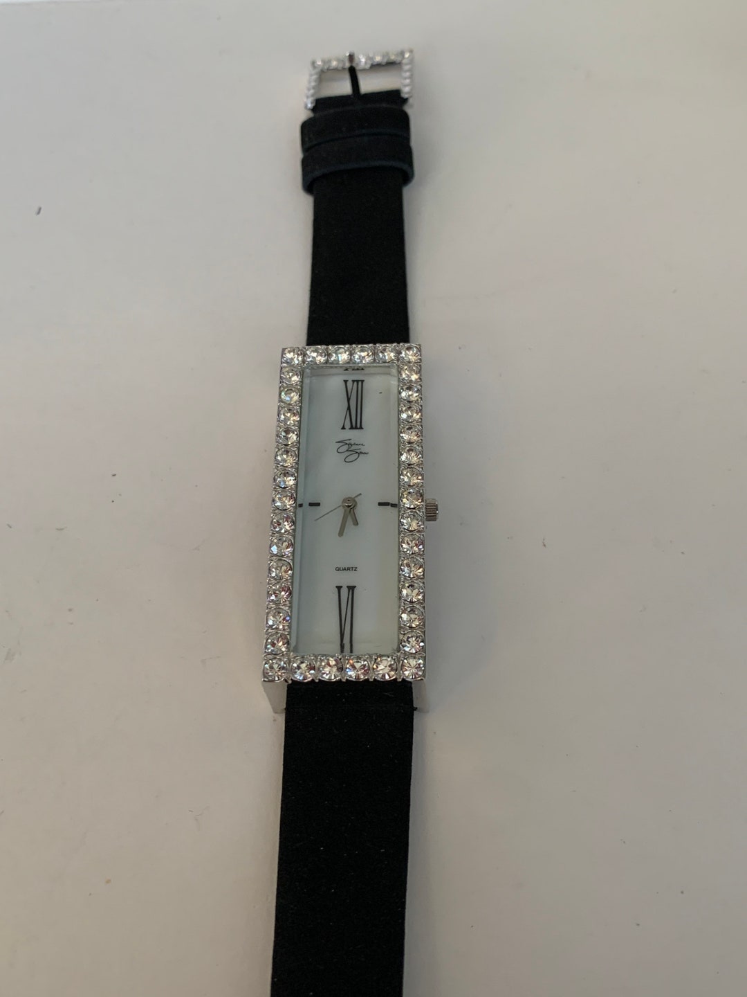 Vintage Suzanne Somers Rhinestone and Leather Wrist Watch - Etsy