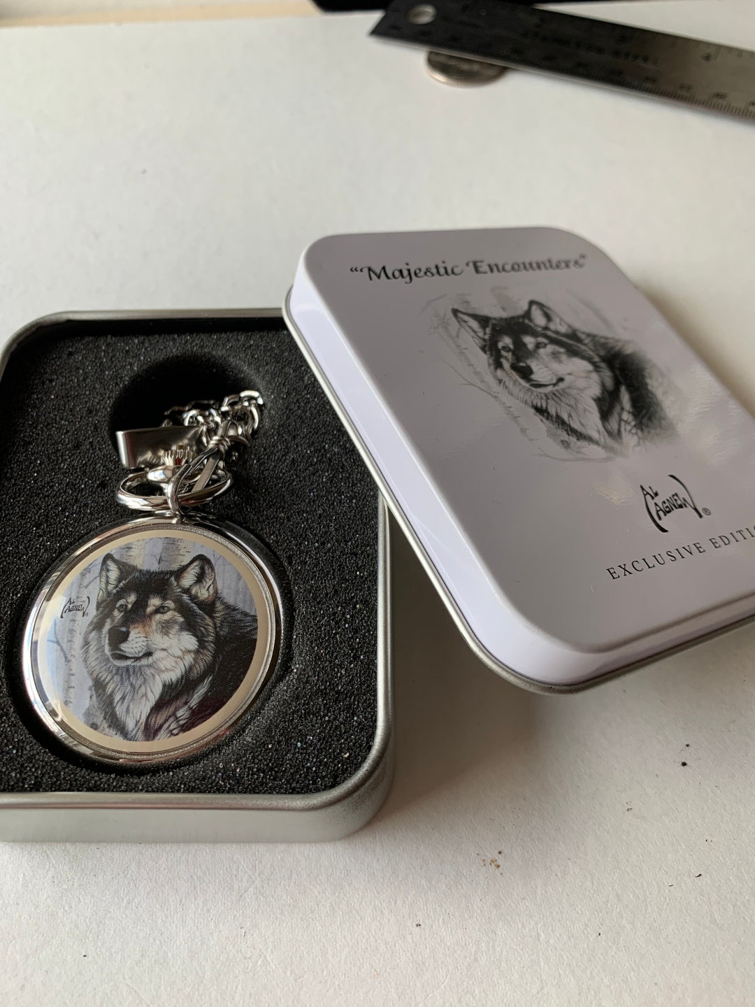 Vintage Avon Silvertone Wolf Pocket Watch by Al Agnew - Etsy