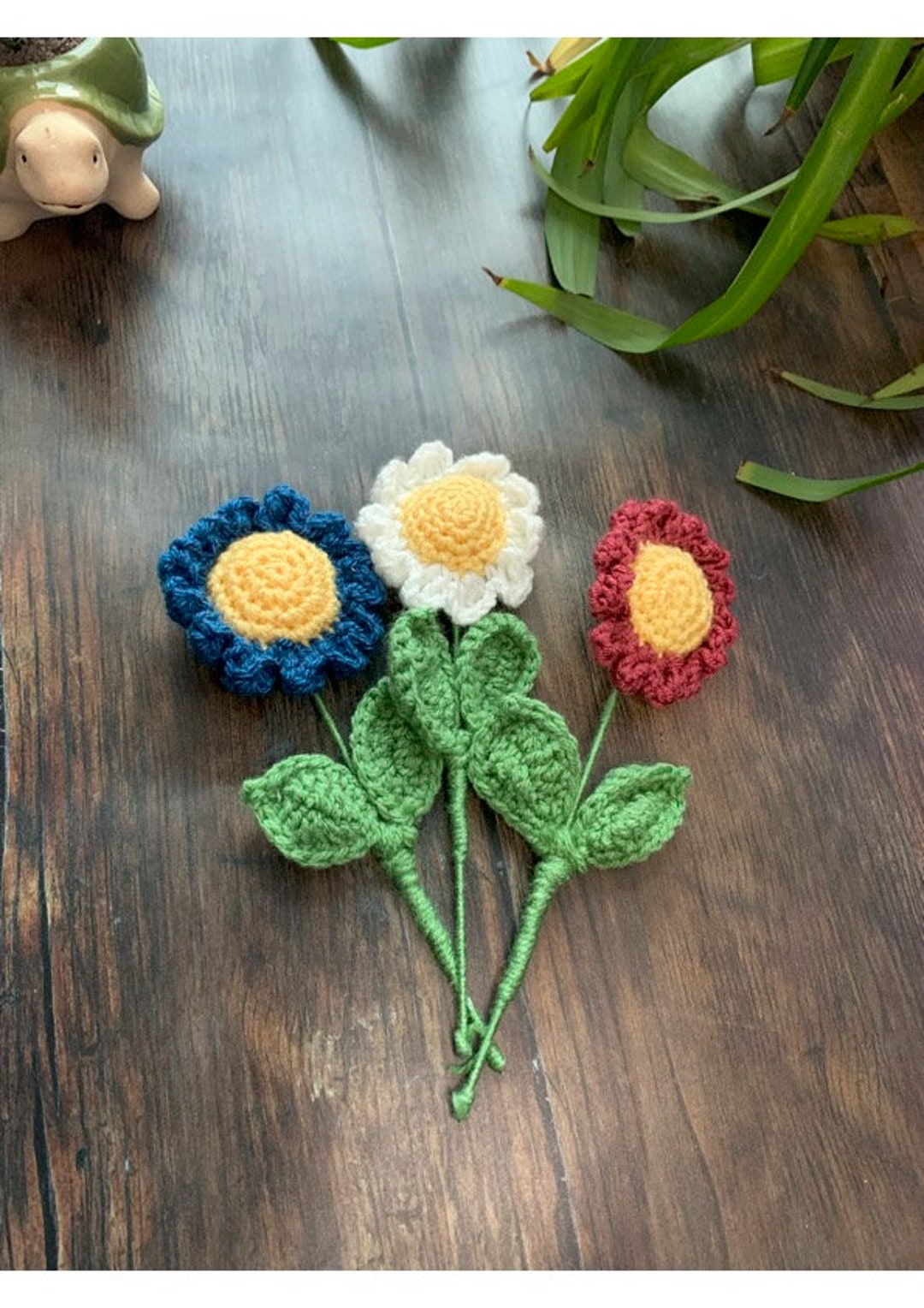 Crochet Small Daisy Flower Bouquet Crochet Daisy Stems Daisy Flower for ...