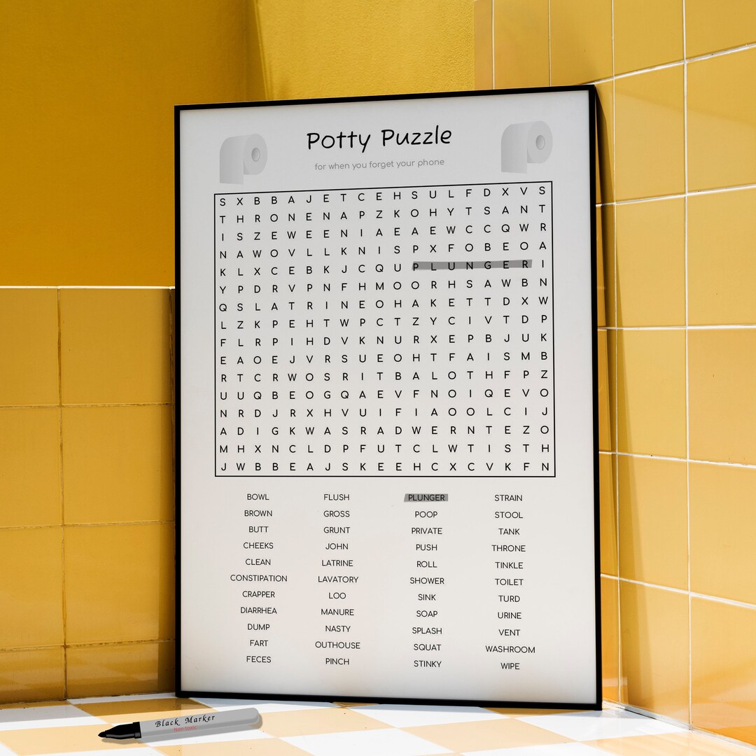 Funny Word Search Puzzle, Potty Word Game, Funny Bathroom Art, Forgot ...
