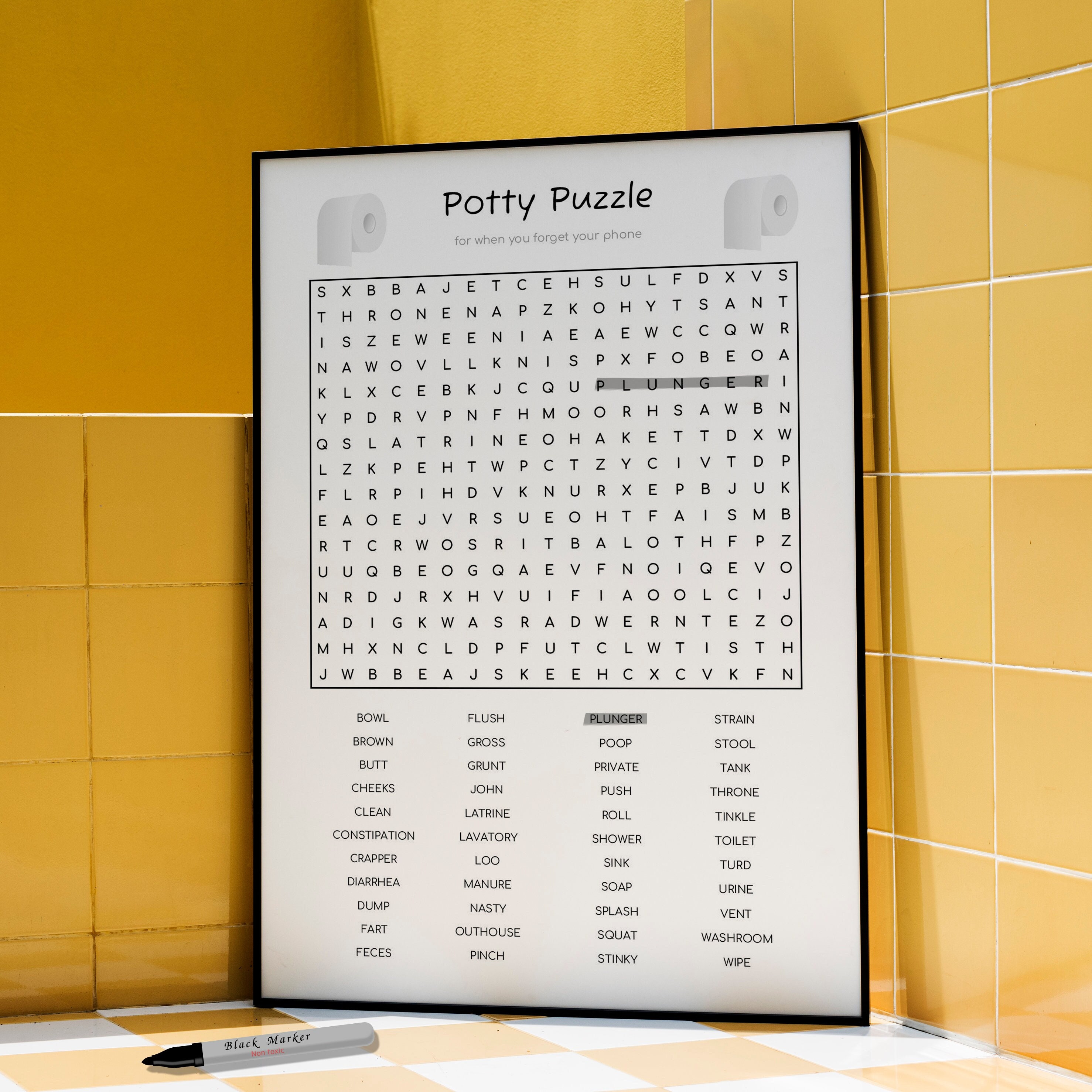 Funny Word Search Puzzle, Potty Word Game, Funny Bathroom Art, Forgot ...