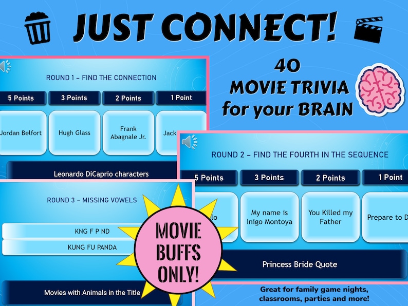 Movie Trivia Powerpoint Game | 40 Questions and Answers | Quiz Alone or ...