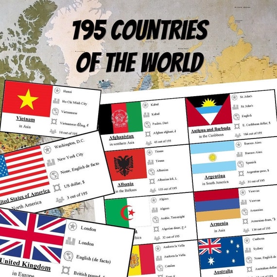 Learn the Countries: Print Flash Cards to Study and Memorize | Etsy