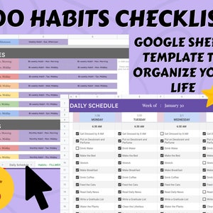 100 Habits Template for Google Sheets | Daily Tracker & Schedule ...
