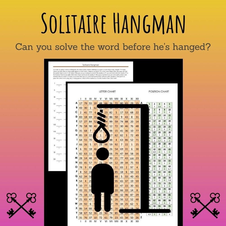 Solitaire Hangman | Play Alone | Instant Download | Printable Puzzle Game - Etsy