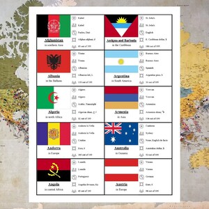Learn the Countries: Print Flash Cards to Study and Memorize Capitals ...
