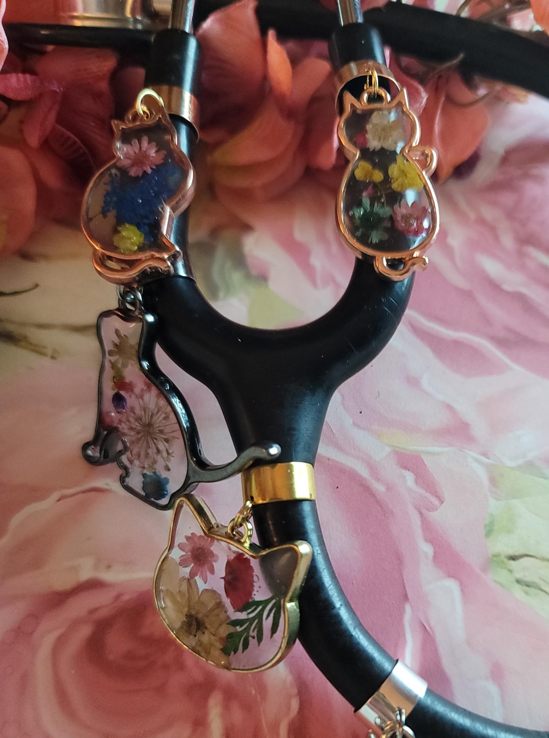 Dried Flowers Cat Design Stethoscope Charm-add Some Fun! to Your ...