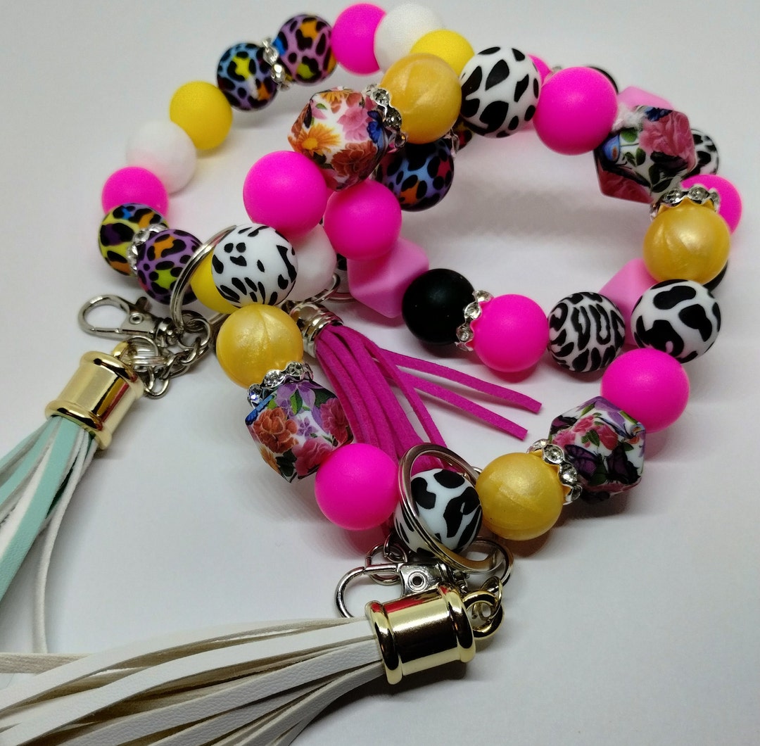 Beaded Wristlet Keychain Beautiful Floral Wristlet Keychain, Custom ...