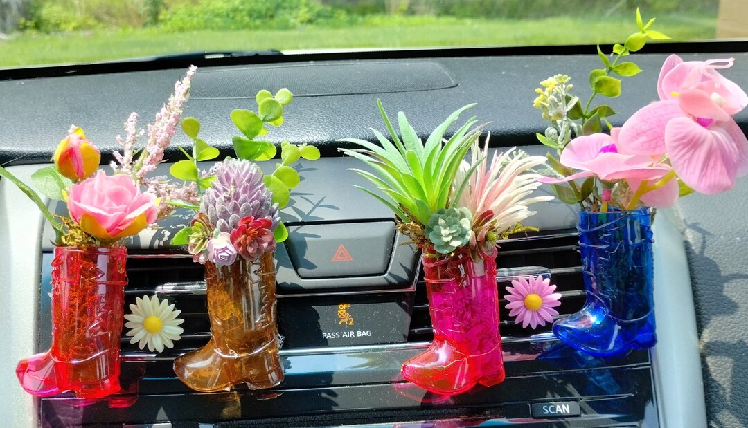 Car Air FRESHENER 1 COWBOY BOOT Succulent Plant & a Free Daisy Vent ...