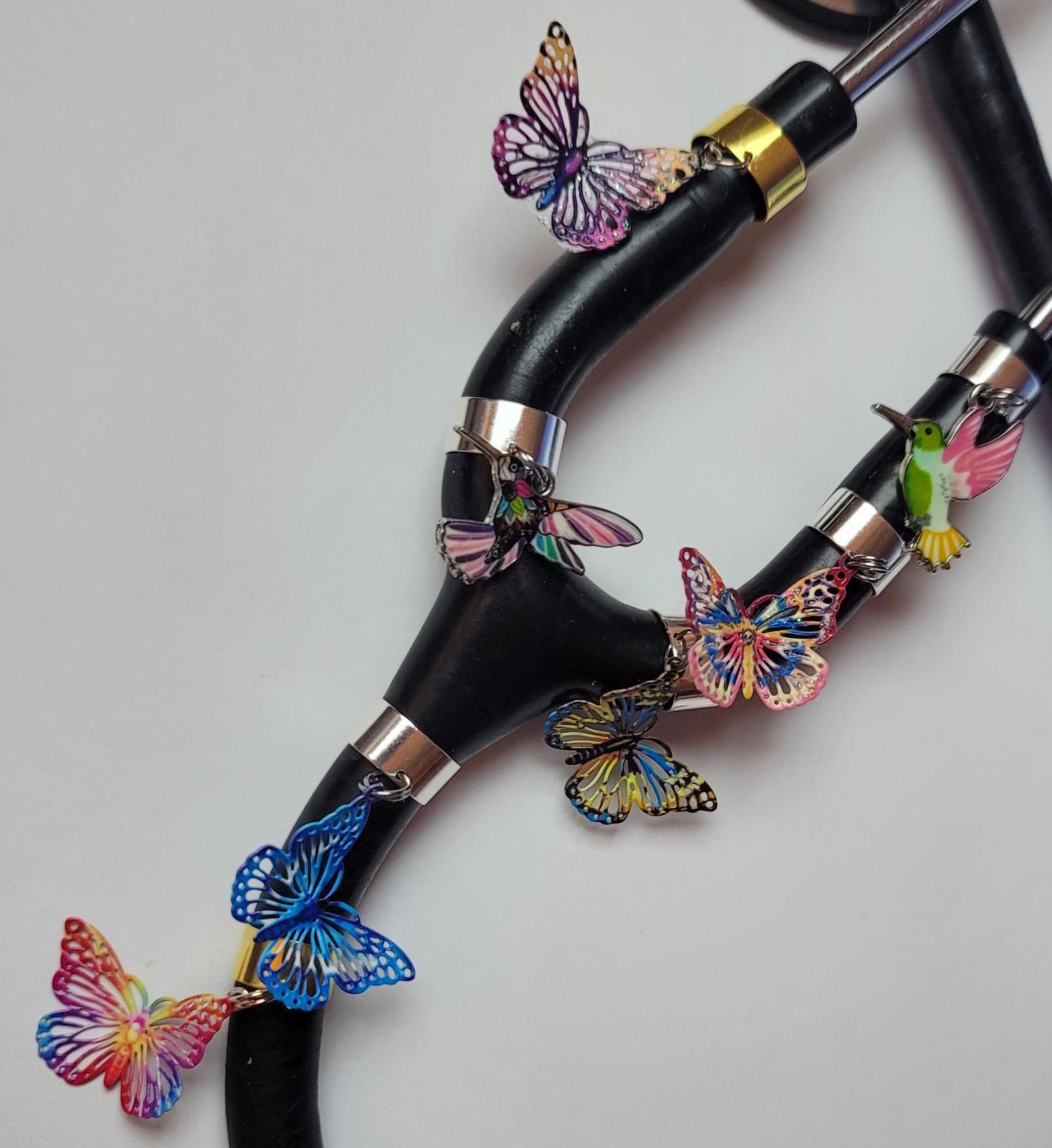 Butterfly & Hummingbird Stethoscope Tag, Pediatric Charm - Etsy